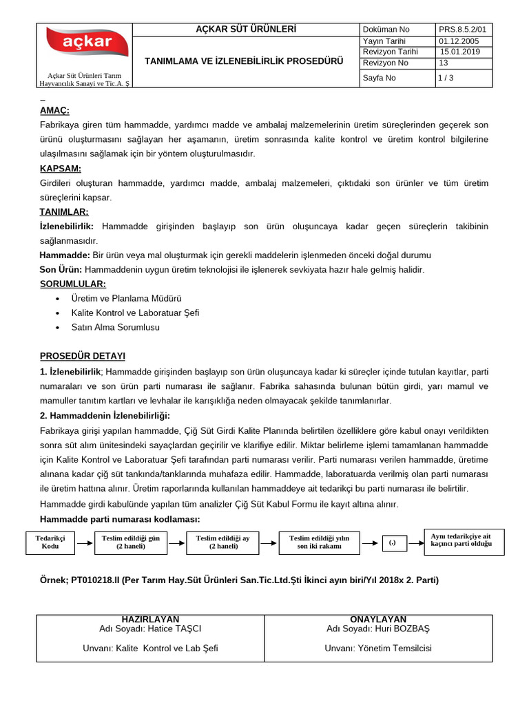 Tanimlama Ve İzlenebi̇li̇rli̇k Prosedürü | PDF