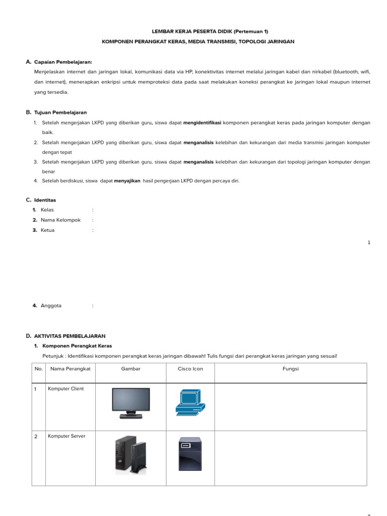 Pertemuan 1-2 - LKPD Jarkom | PDF