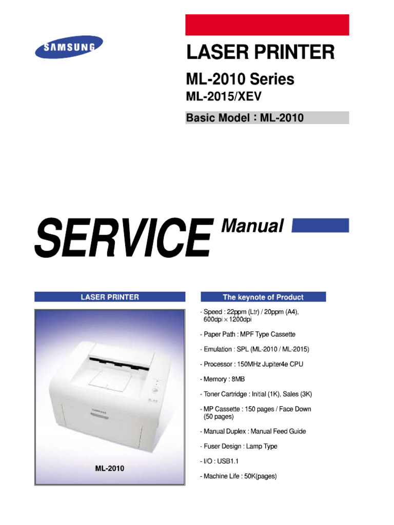 Samsung ML-2010 Laser Printer Manual | PDF