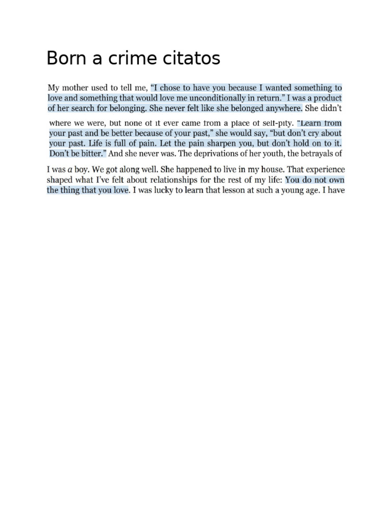 Born A Crime Citatos | PDF