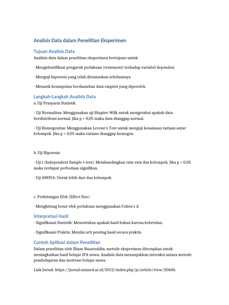 Analisis Data Penelitian Eksperimen | PDF