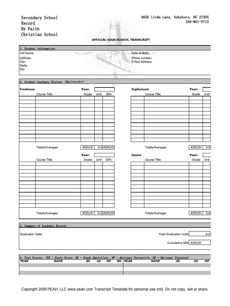 Media 2019-10 HomeschoolTranscriptTemplate | PDF | Educational Stages | Students
