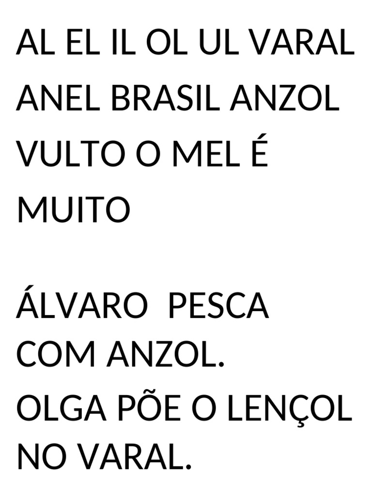 Al El Il Ol Ul Varal Anel Brasil Anzol Vulto o Mel é Muito (1) | PDF