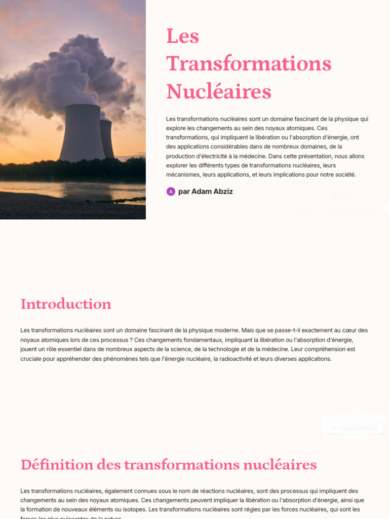 Transformations Nucléaires : Concepts Clés | PDF | Noyau atomique ...
