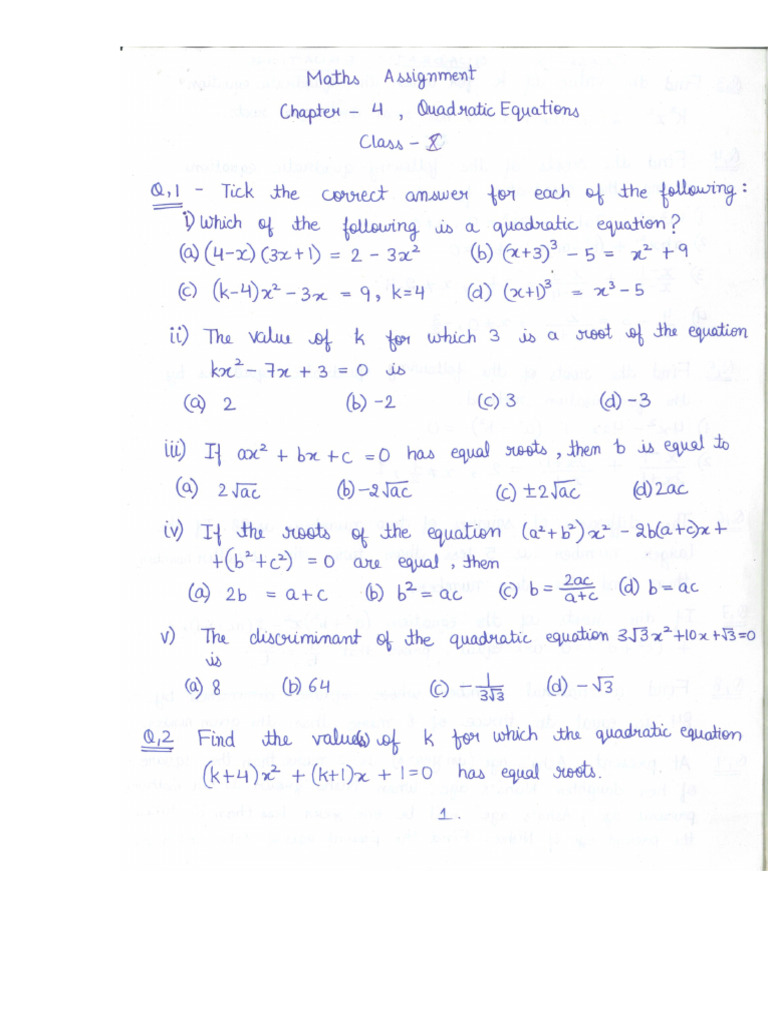 Quadratic Sheet (X) | PDF