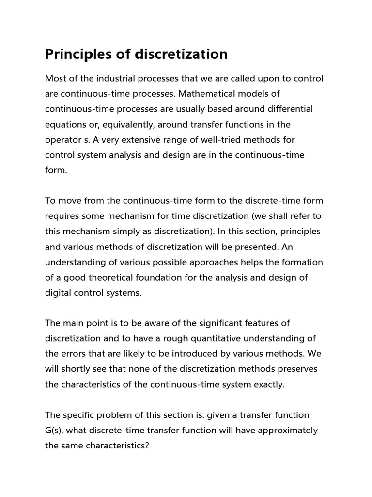 Principles of Discretization | PDF | Finite Difference | Discrete Time And Continuous Time