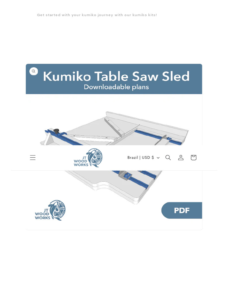 PDF Plans - Kumiko Table Saw Sled (JT Woodworks) - Johnny Tromboukis Woodworks | PDF