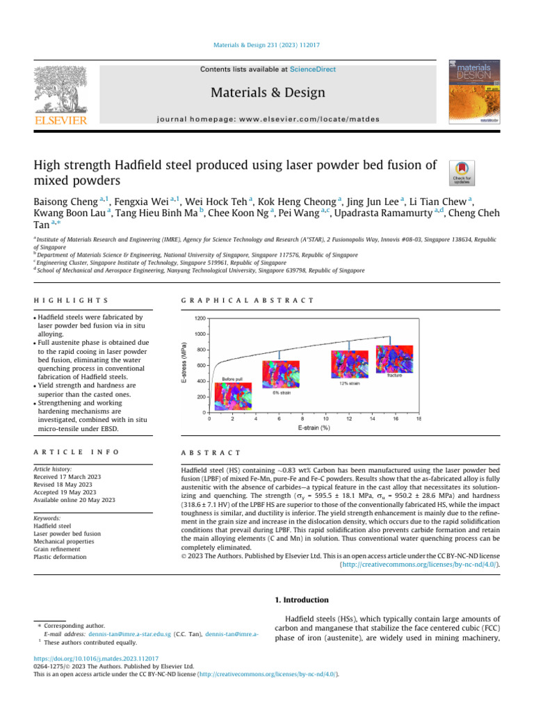 High - Strength - Hadfield - Steel - Produced - Using - LPBF | PDF ...
