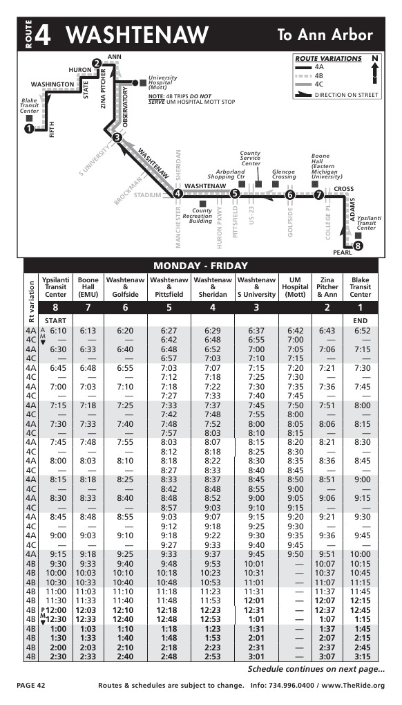 Ypsilanti to Ann Arbor Bus Schedule | PDF
