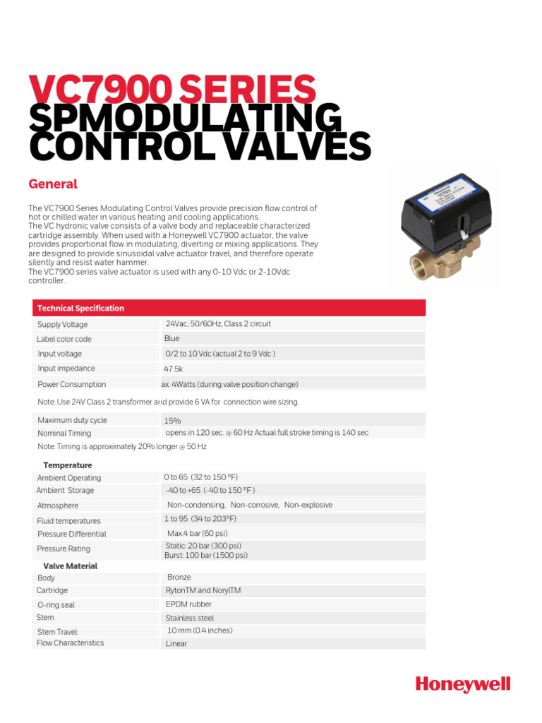 VC7931 Honey Well Actuator | PDF | Valve | Actuator