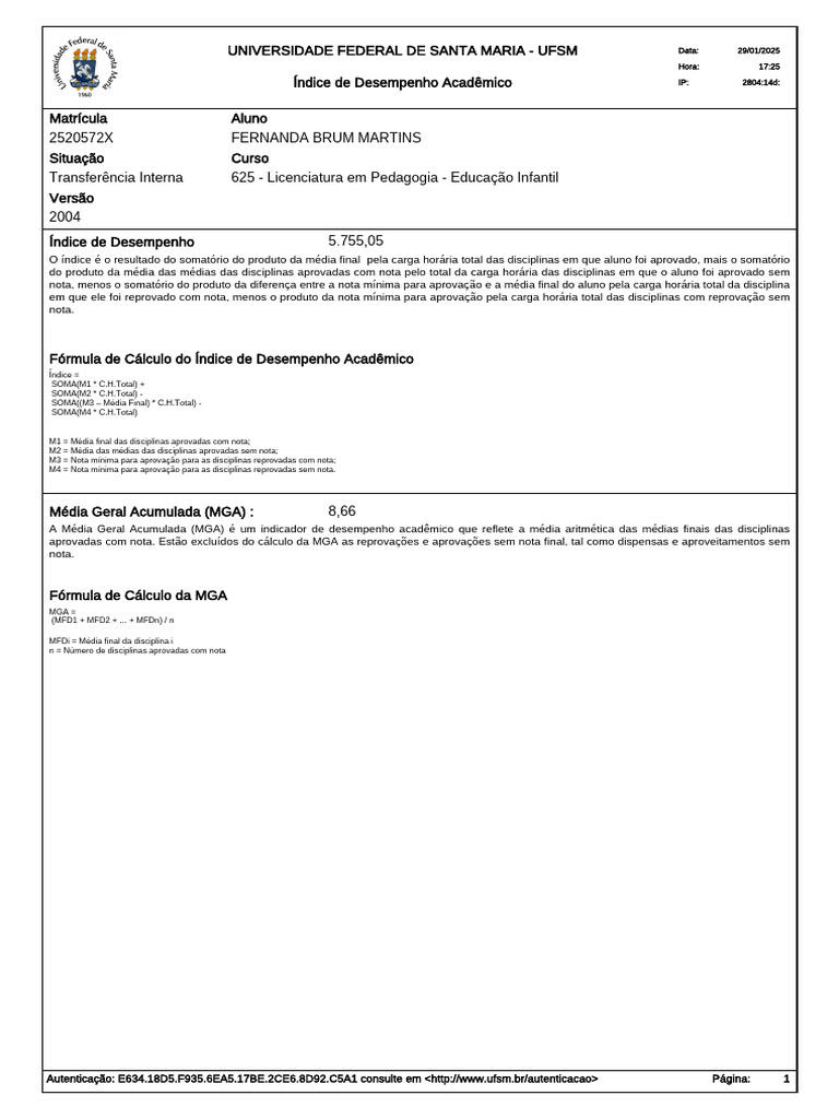 Ndice de Desempenho Acadmico (1) | PDF
