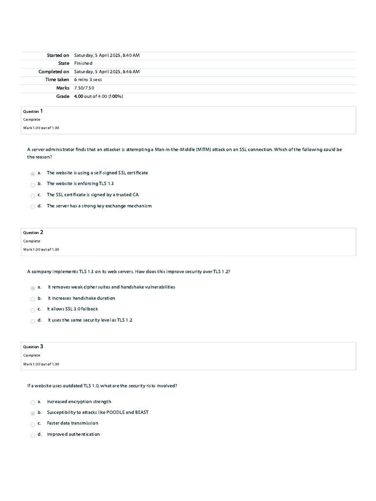 Quiz-5 - Attempt Review - GLearn | PDF | Transport Layer Security ...
