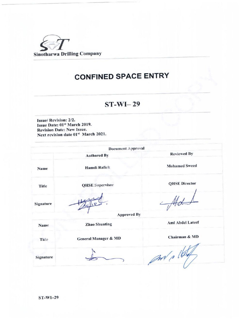 Confined Space Safety Guidelines | PDF | Safety | Occupational Safety ...