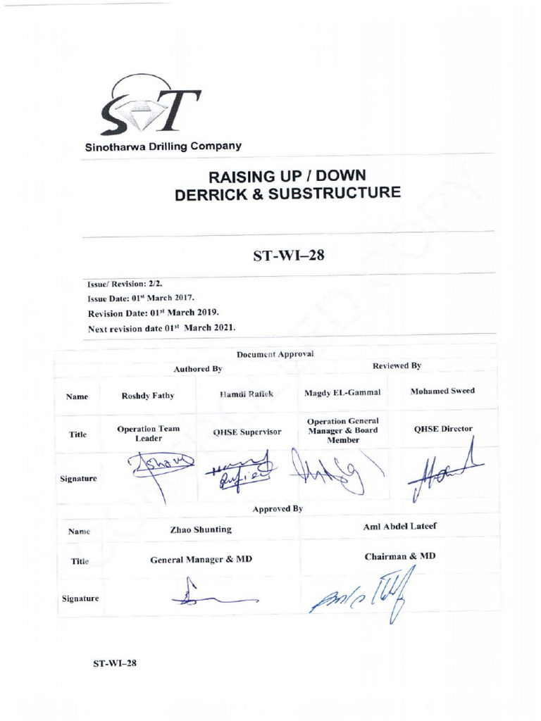 ST-WI-28 - Raising Up - Down - Derrick and Substructure | PDF | Rope | Wear