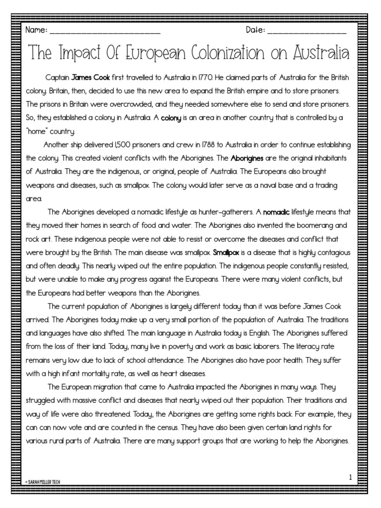 Reading - European Colonization of Australia | PDF | Australia ...