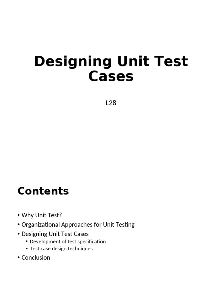 L28 Designing Unit Test Cases | PDF | Software Testing | Unit Testing