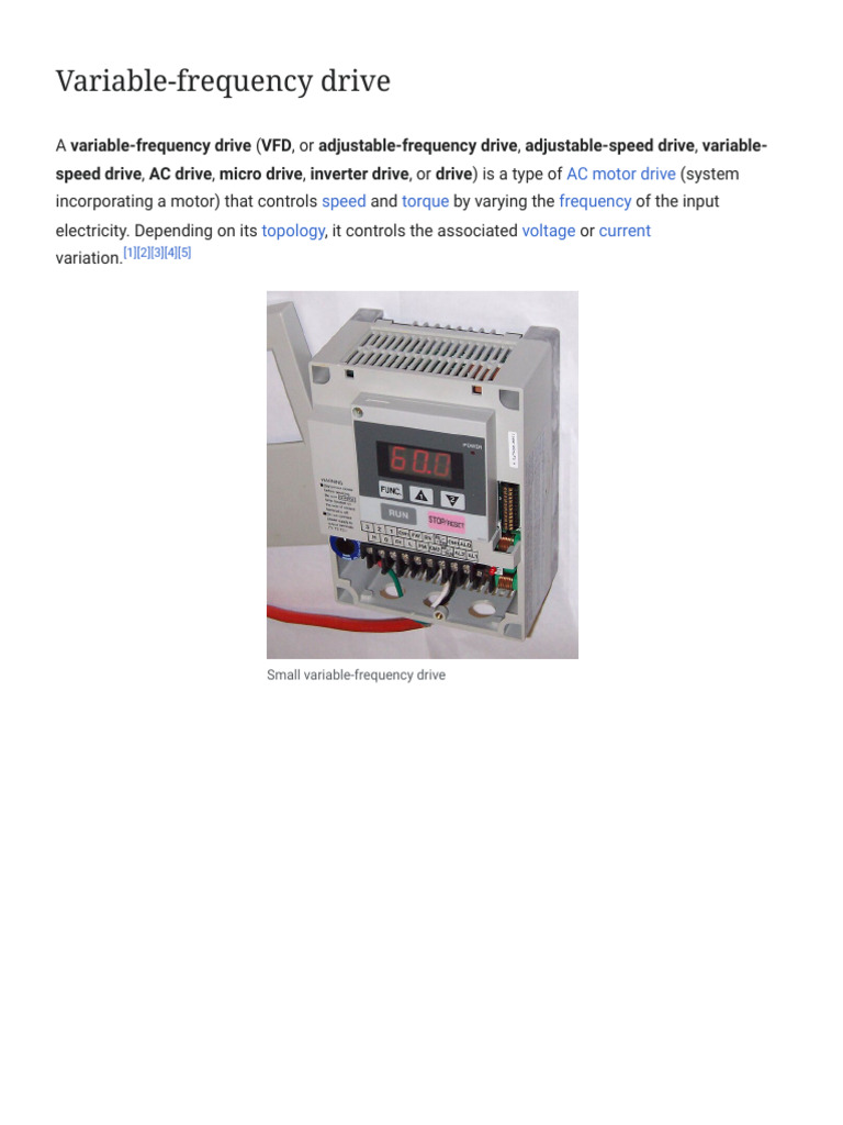 Variable-Frequency Drive - Wikipedia | PDF | Power Inverter | Electric Motor