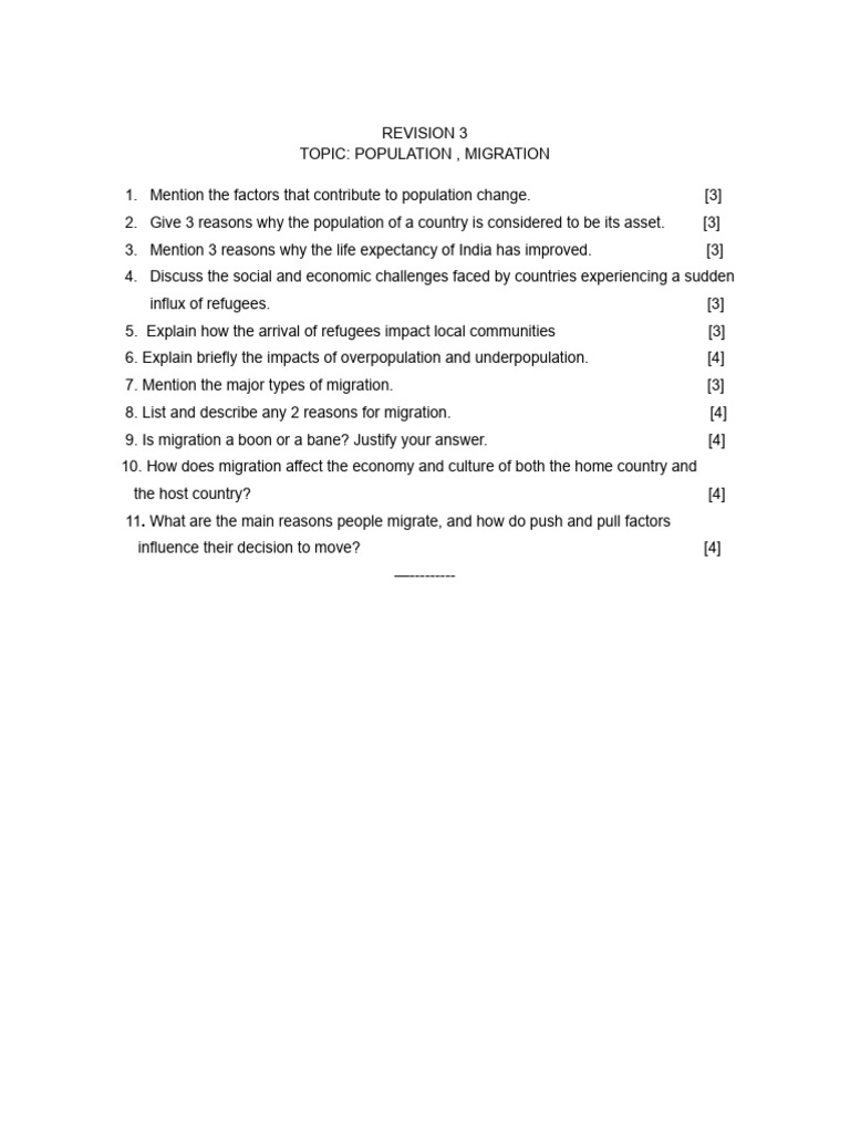 Revision 3 Population and Migration | PDF