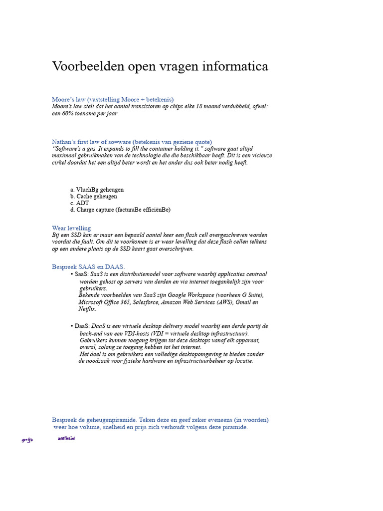 Voorbeelden open vragen examen informatica | PDF