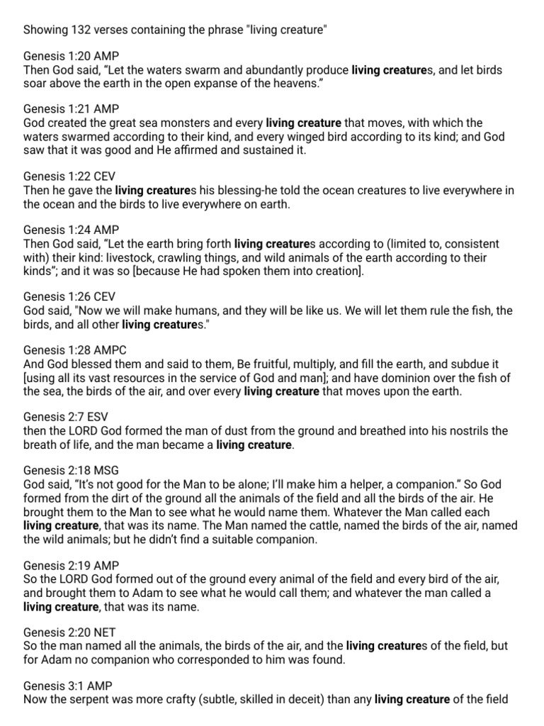 Biblical References to Living Creatures | PDF | Book Of Genesis | Lamb ...
