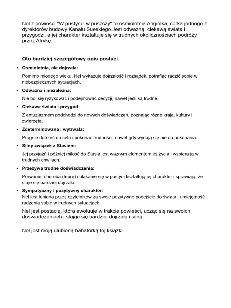 Opis Postaci Nel | PDF