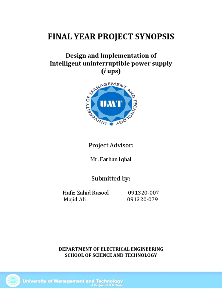 Final Year Project Synopsis Pdf Battery Charger Power Supply 
