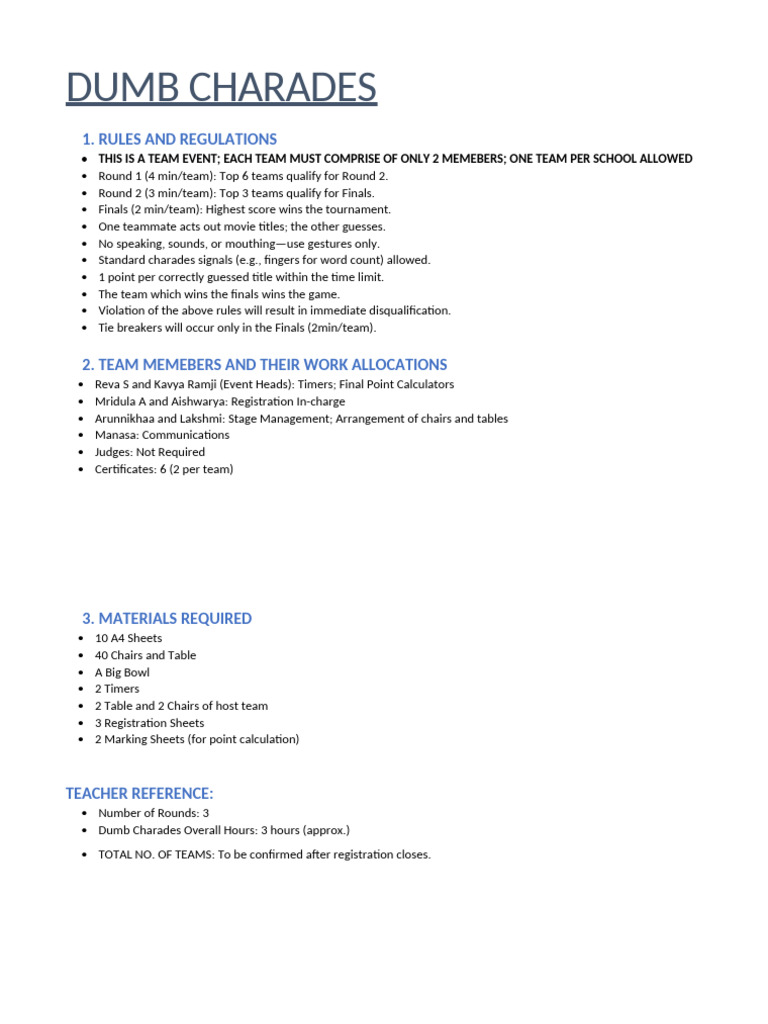 Dumb Charades | PDF