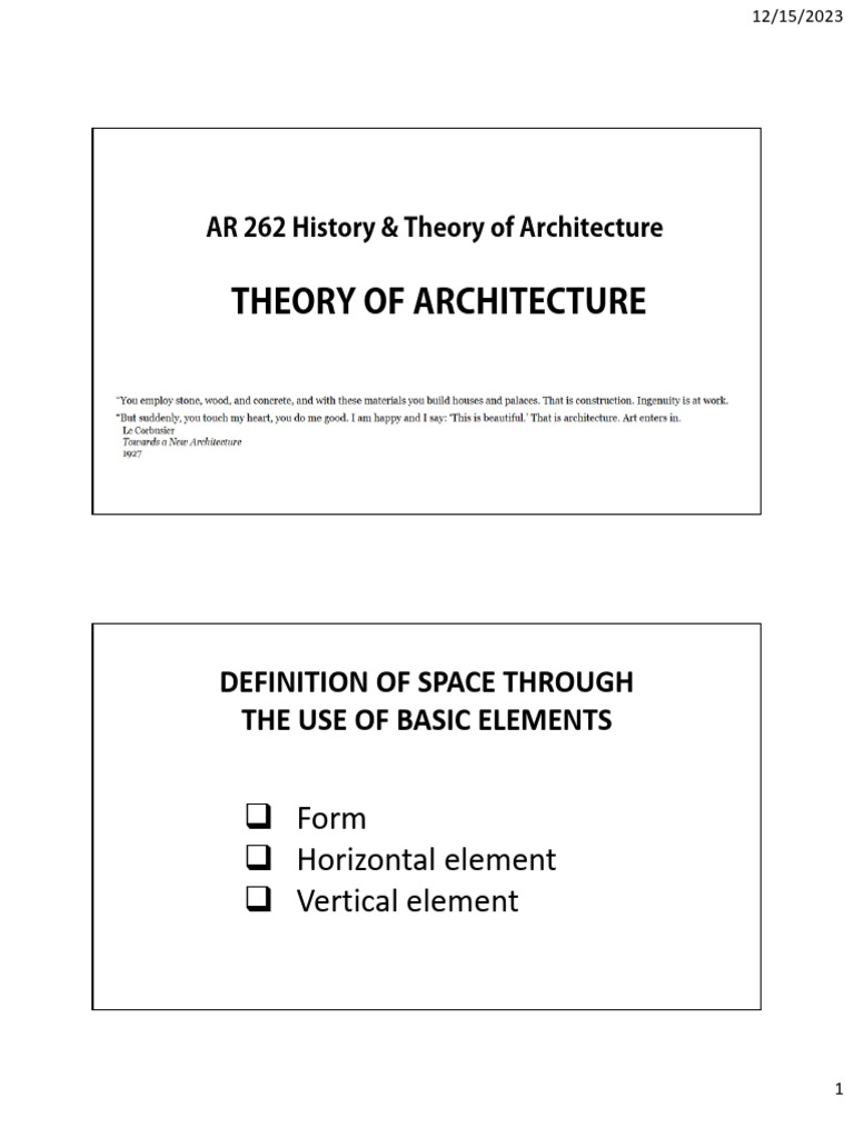 Lecture 1 Form defining space | PDF | Space | Color