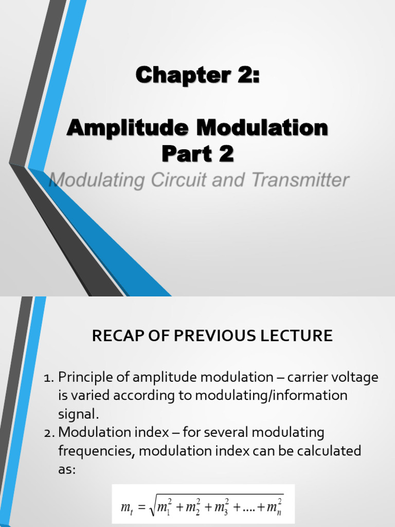BERT 2333 Lecture 2 - Amplitude Modulation Part 2 | PDF | Amplifier | Modulation