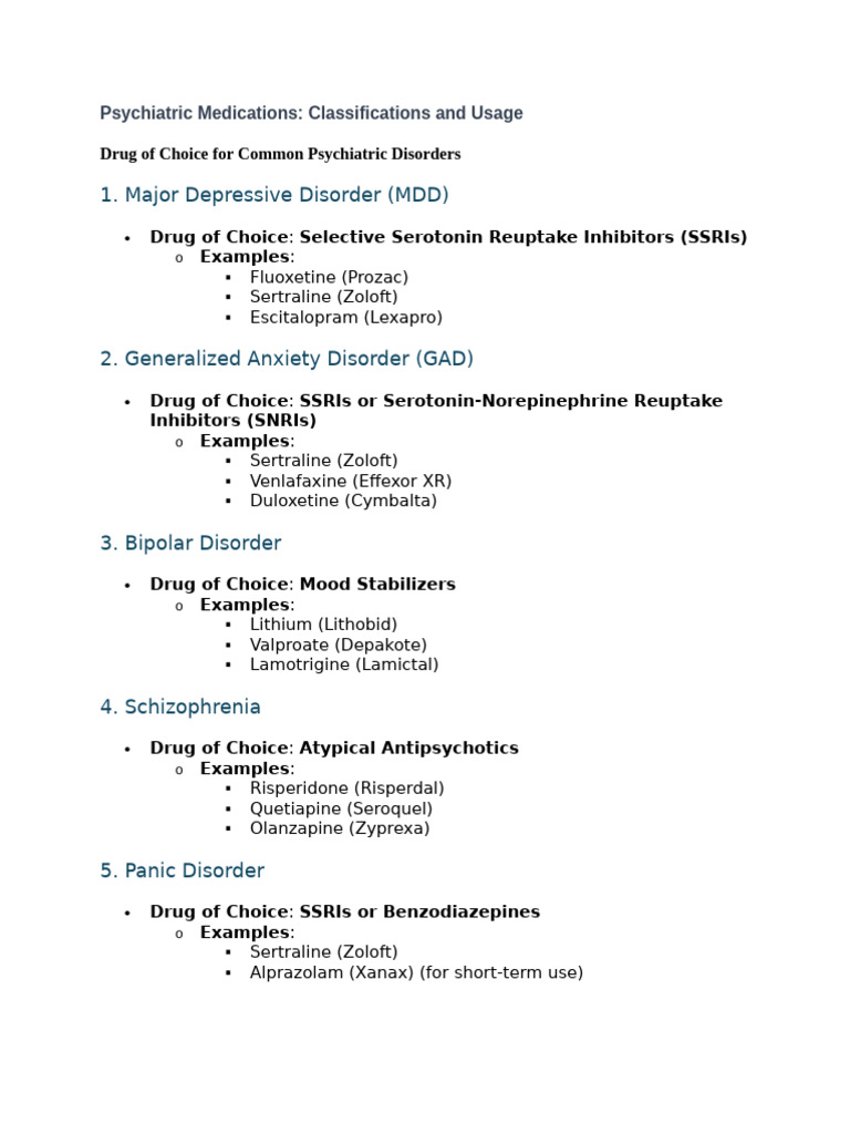Students Copy Psychiatric Medications Classifications and Usage | PDF ...
