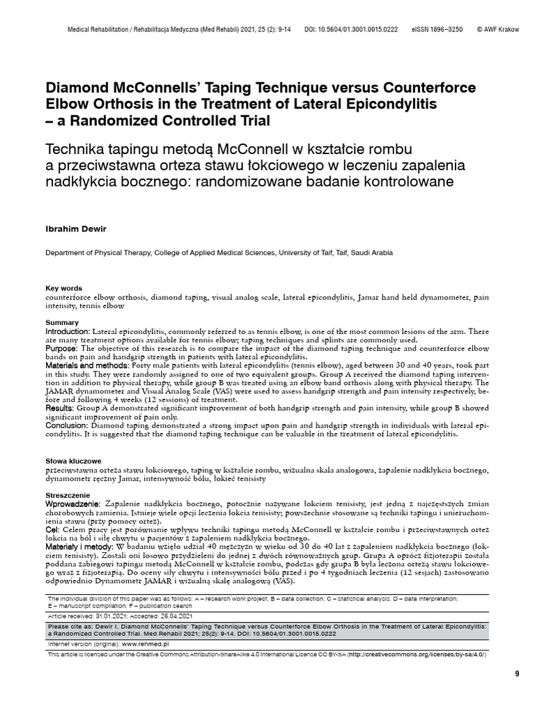 Diamond McConnells Taping Technique | PDF | Physical Therapy | Elbow