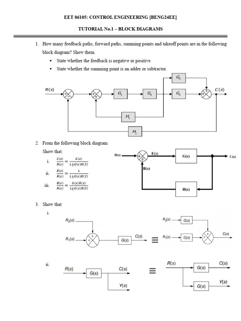 Tutorial 1 - Block Diagrams | PDF