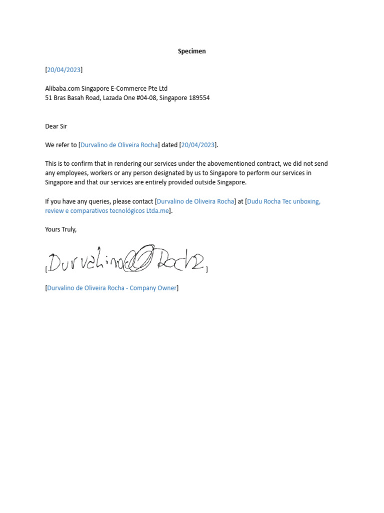 Alibaba SG Withholding Tax Letter-B10.docx Preenchido | PDF
