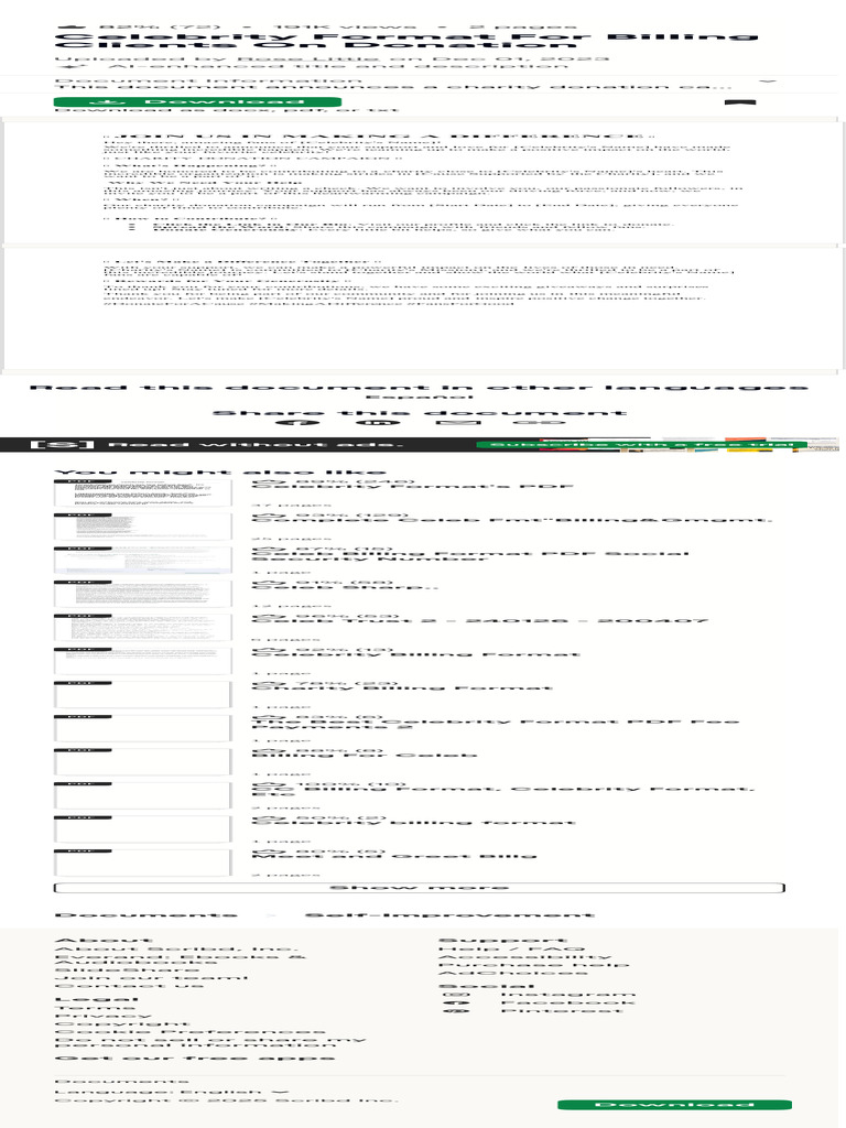 Celebrity Format For Billing Clients On Donation PDF Self-Improvement Lifestyle 2 | PDF | Scribd ...