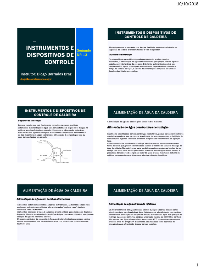 4-1 - Caldeiras - Instrumentos e Dispositivos de Controle | PDF | Caldeira | Bomba
