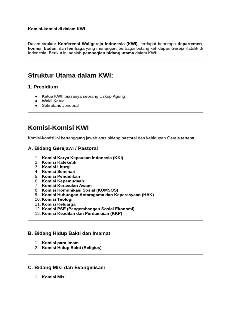 Komisi Di Dalam Kwi | PDF