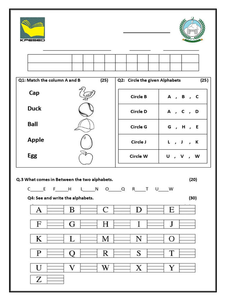 Nursery Class Final Exams 2025 | PDF