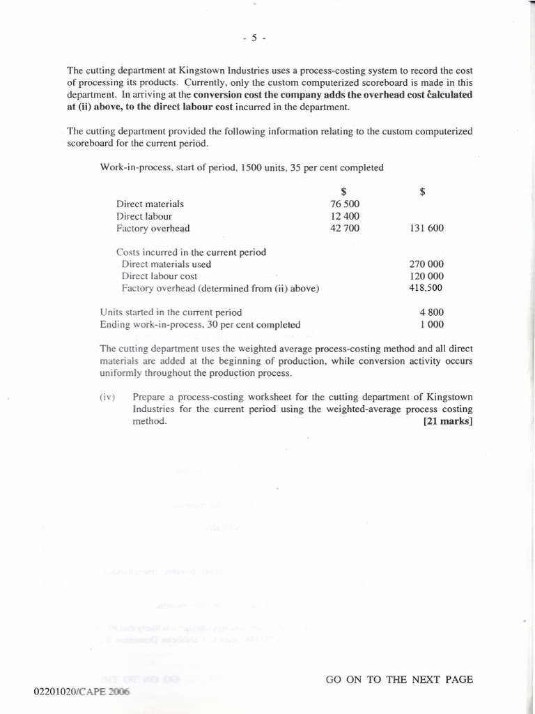 Process Costing - PPQ (2019 Version) | PDF | Management Accounting