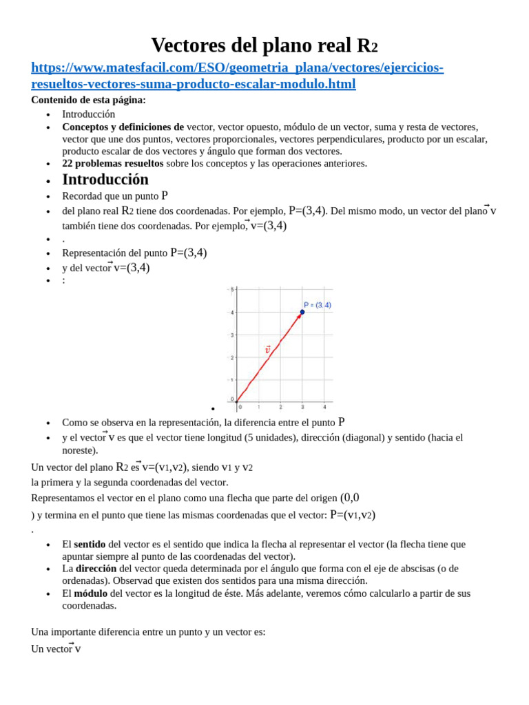 Vectores Del Plano Real R2 | PDF | Vector Euclidiano | Álgebra abstracta