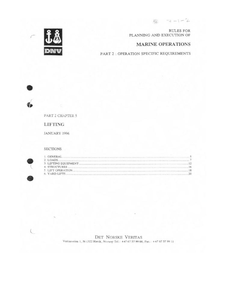 DNV Ch.5 Lifting | PDF