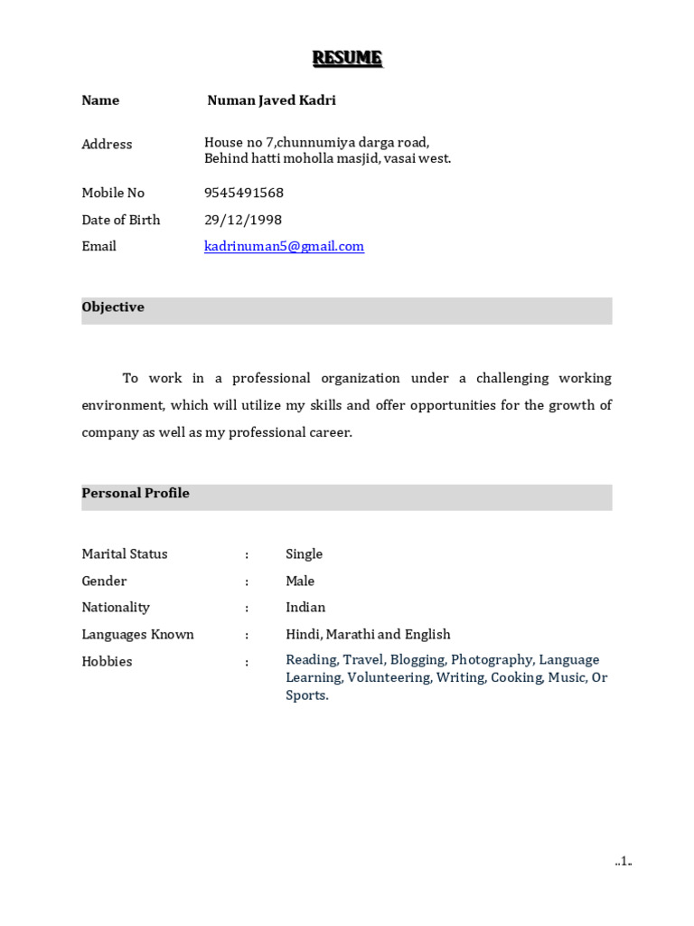 Numan Javed Kadri - Resume | PDF