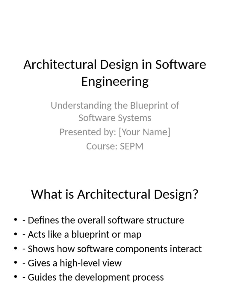 Architectural Design SEPM Updated Presentation | PDF | Client–Server Model | Systems Engineering