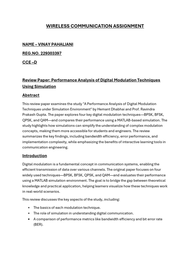 Wireless Communication Assignment | PDF | Modulation | Orthogonal Frequency Division Multiplexing