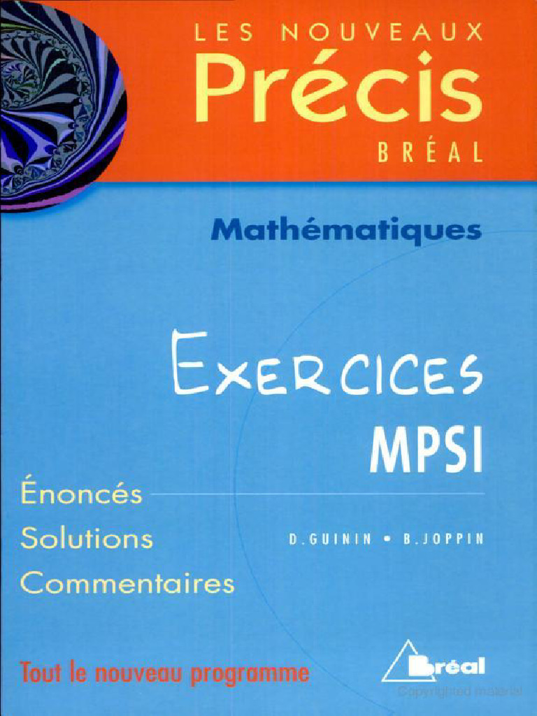 Précis Mathématiques Exercices MPSI | PDF