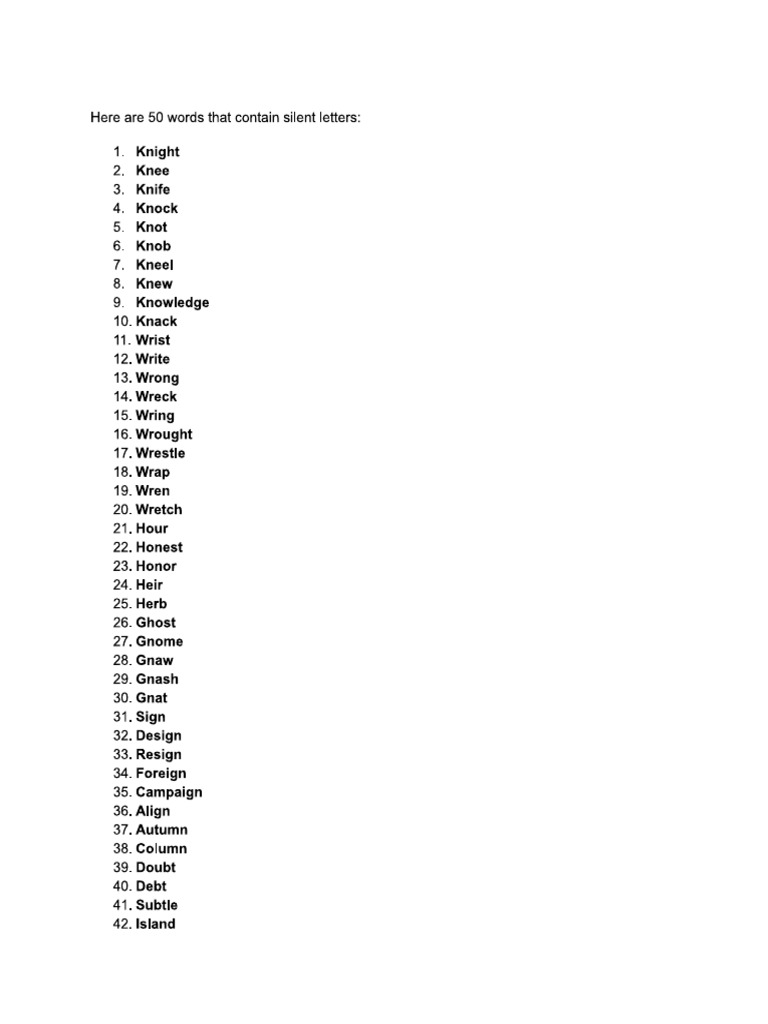 Silent Letters in Words | PDF