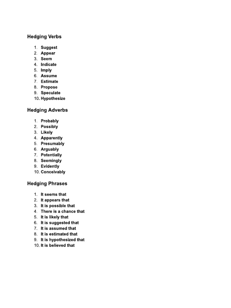 Hedging Language | PDF
