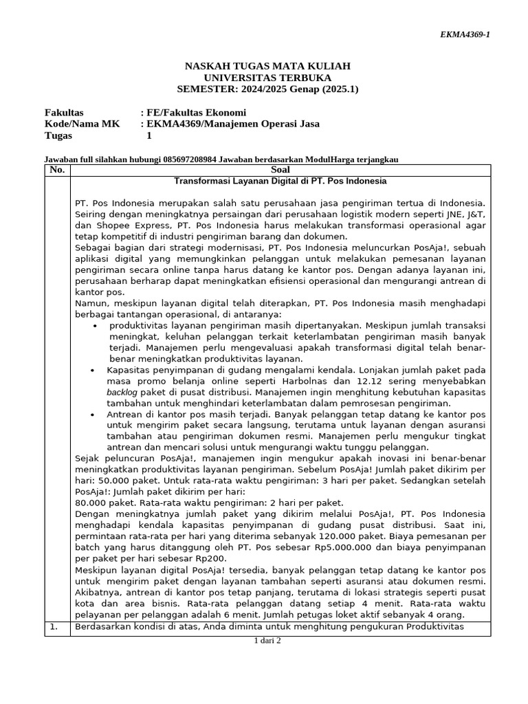 Soal Ekma4369 Tmk1 1 | PDF