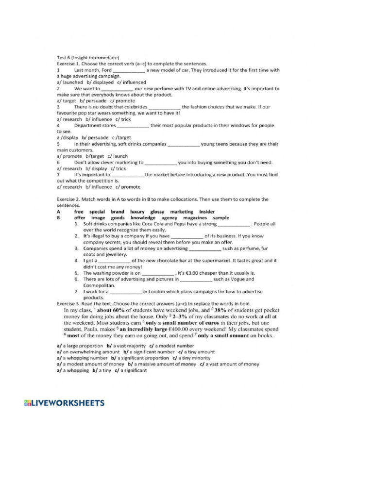 insight intermediate test unit 6 | PDF