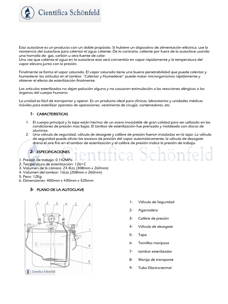 Esterilizadora portátil 18L YXQ-280MD | PDF | Vapor | Líquidos