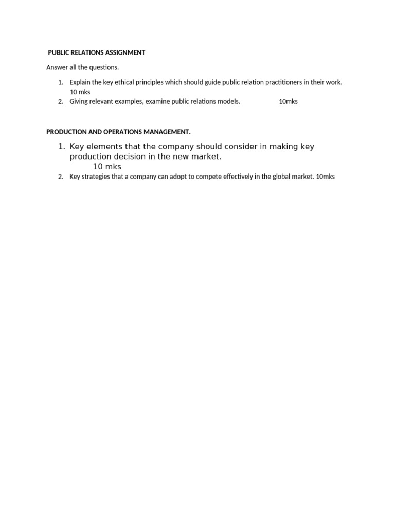Public Relations Assignment | PDF